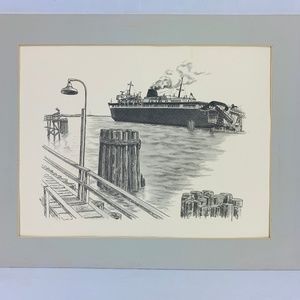 Vintage | Wall Decor | 5s Seashore Nautical Shipyard Ship Print | Poshmark